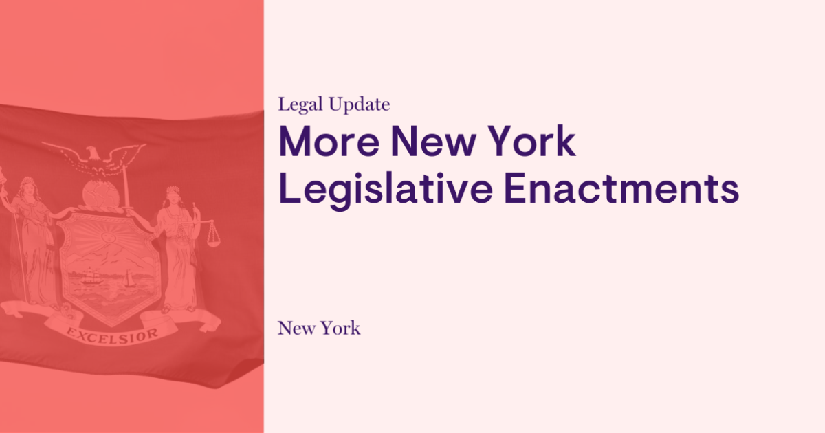 More New York Legislative Enactments - Jackson Lewis