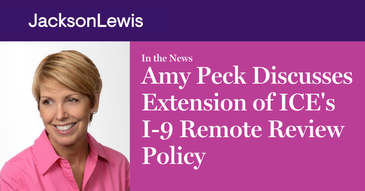 Amy Peck Discusses Extension of ICE's I-9 Remote Review Policy ...