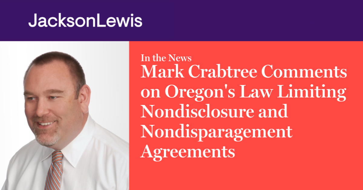 Mark Crabtree Comments on Oregon's Law Limiting Nondisclosure and ...