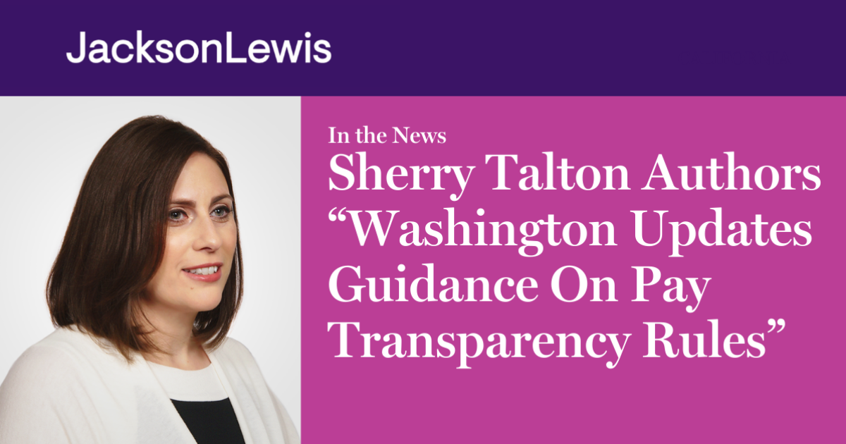 Sherry Talton Authors "Washington Updates Guidance On Pay Transparency ...