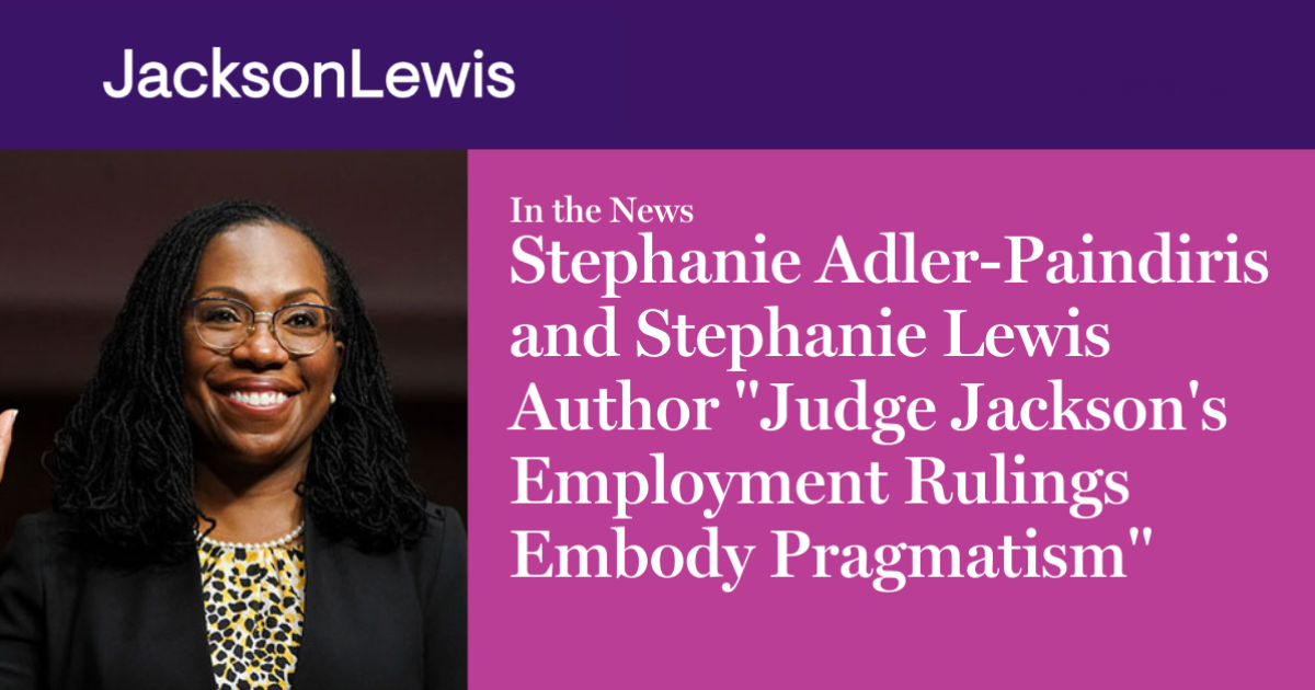 Stephanie Adler-Paindiris and Stephanie Lewis Author "Judge Jackson's ...