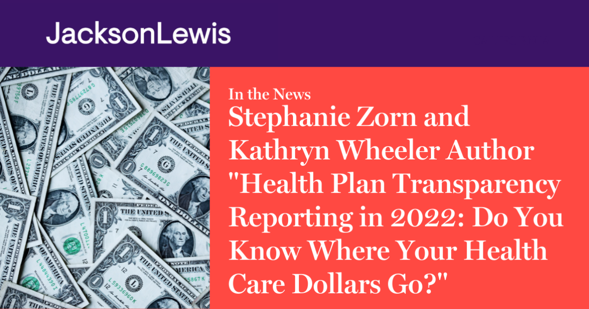 Stephanie Zorn and Kathryn Wheeler Author "Health Plan Transparency ...