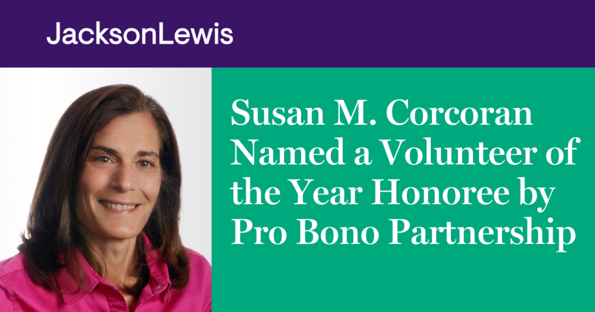 Susan M. Corcoran Named a Volunteer of the Year Honoree by Pro Bono ...
